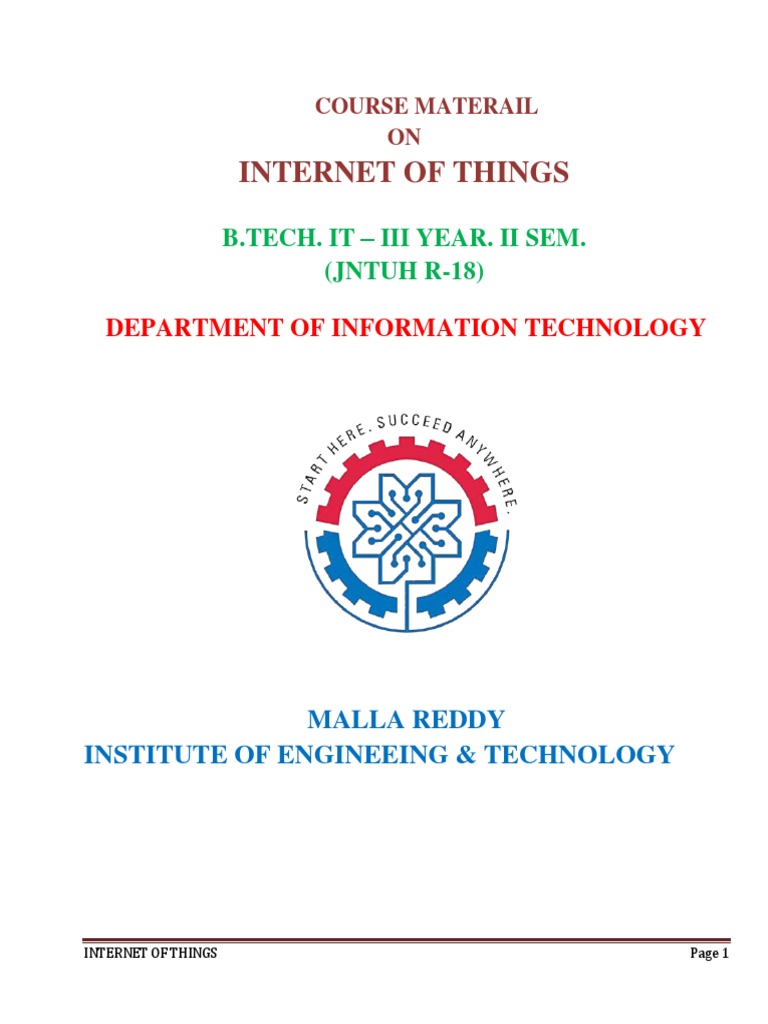 Iot Notes Pdf Representational State Transfer Internet Of Things