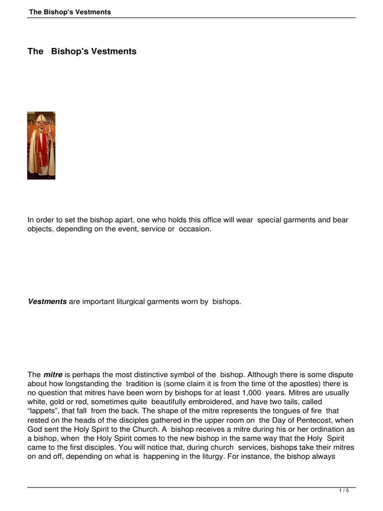 The Bishops Vestments 1 | PDF | Bishop | Clothing