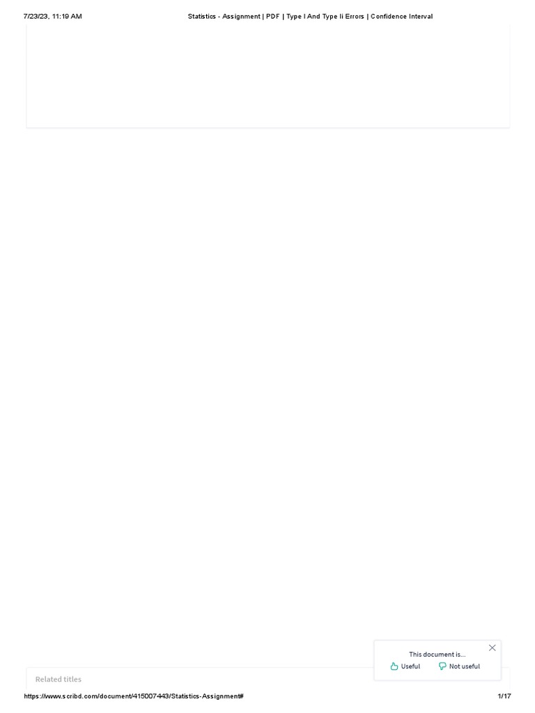 Statistics - Assignment - PDF - Type I and Type Ii Errors - Confidence Interval | PDF | Type I ...