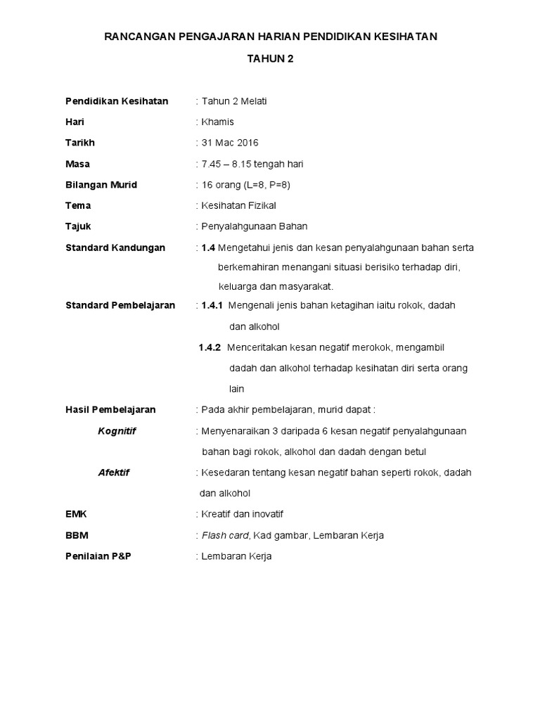 RPH PK 2m Penyalahgunaan Bahan | PDF