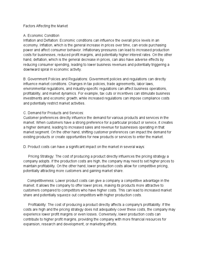 Factors Influencing Market Conditions | PDF | Profit (Economics ...