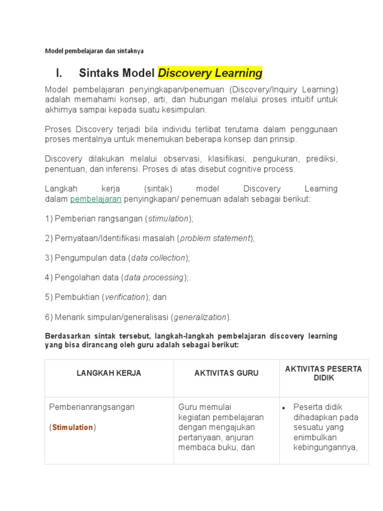Model - Metode Pembelajaran Dan Sintaknya | PDF