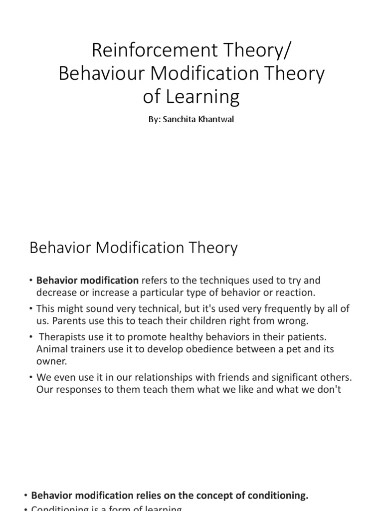Reinforcement Theory/ Behaviour Modification Theory of Learning | PDF | Reinforcement | Punishments