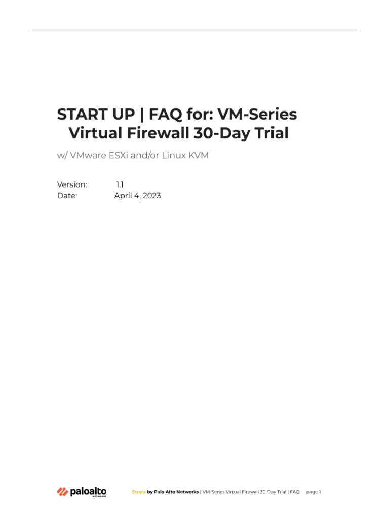 START UP FAQ For VM Series 30 Day Trial 2023 04 04 | PDF | Virtual Machine | V Mware