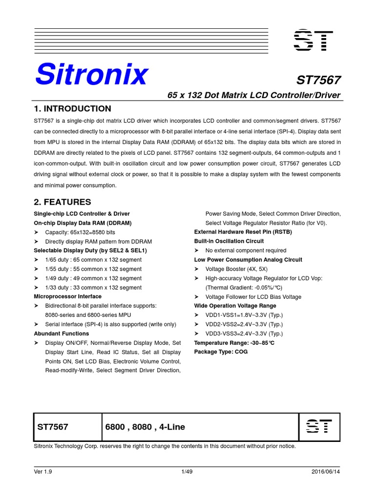 ST7567 V1.9 Datasheet | PDF | Liquid Crystal Display | Dynamic Random ...