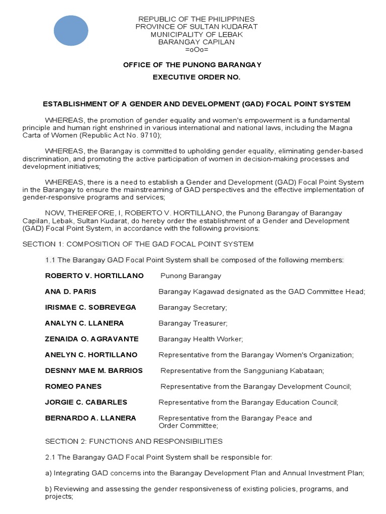 Eo Focal Point System | PDF | Gender And Development | Human Rights