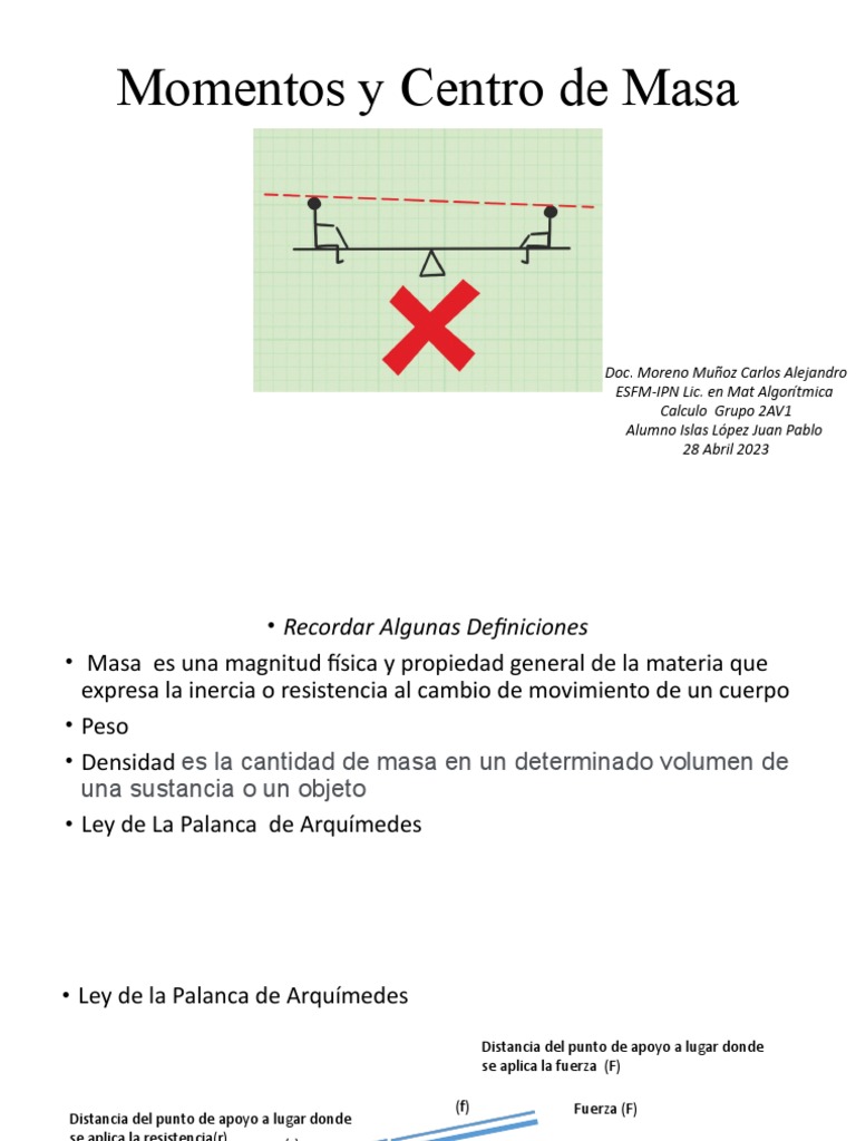 Momentos-y-Centro-de-Masa Calculo | PDF | Masa | Peso