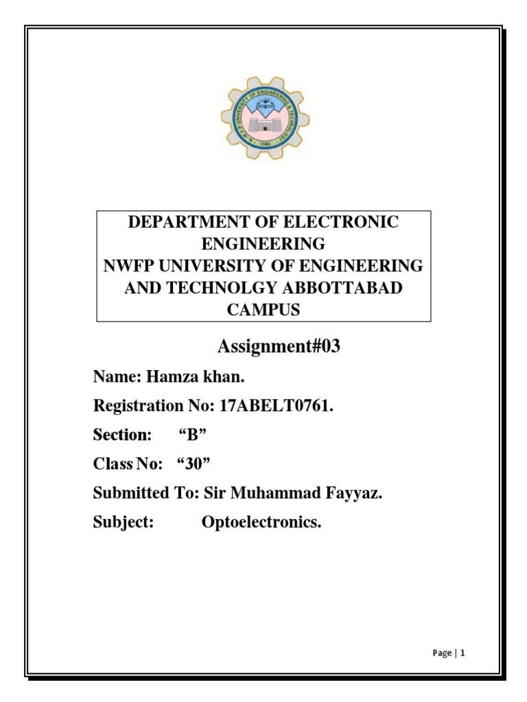 Assignment#3 Optoelectronics | PDF | Optical Fiber | Waves