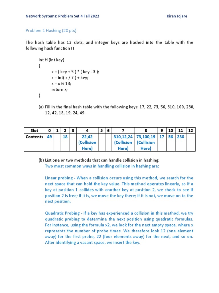 Network Systems Problem Set Solutions | PDF | Computing | Algorithms