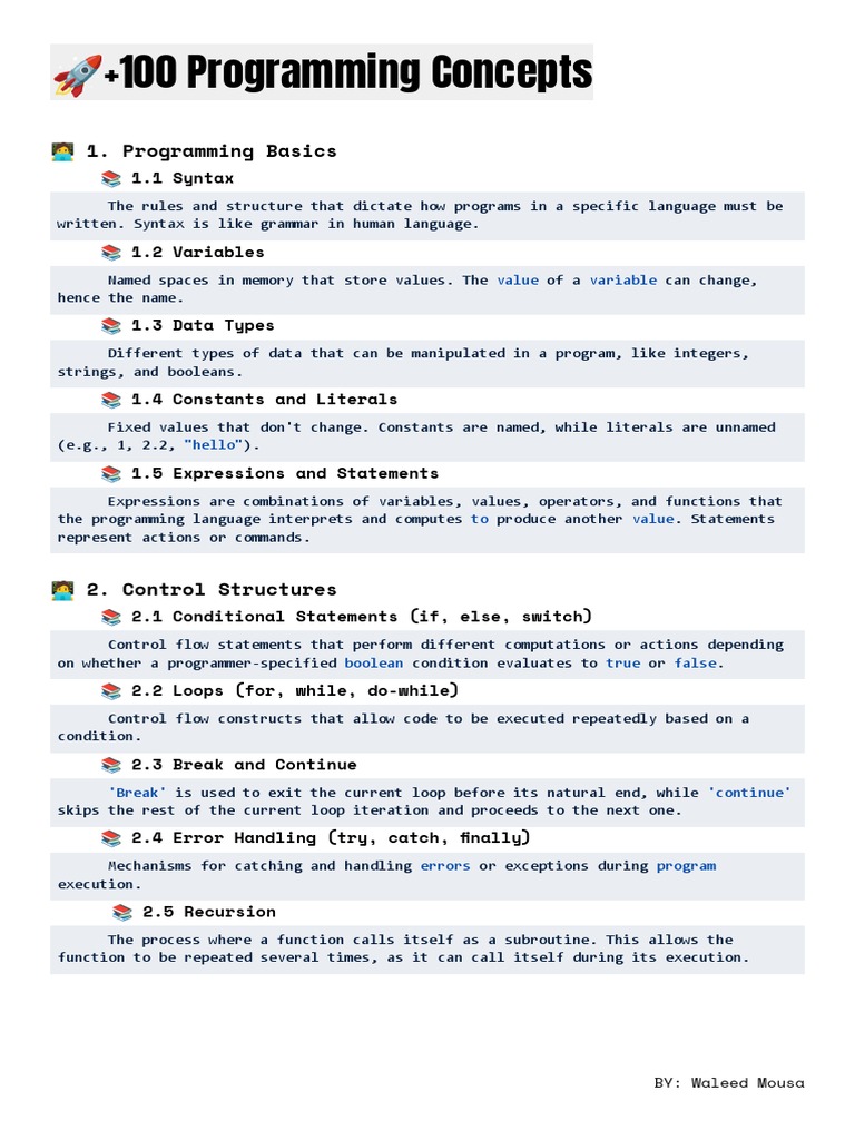 ?+100 Programming Concepts | PDF | Control Flow | Databases ?+100 Programming Concepts | PDF | Control Flow | Databases