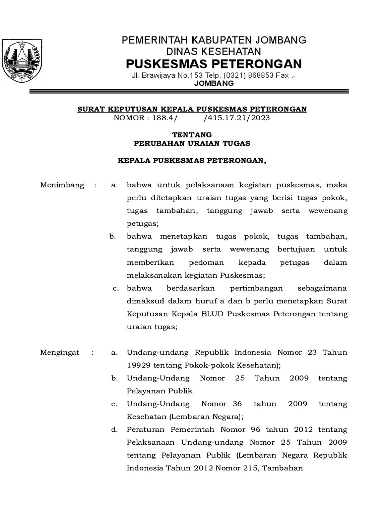 1.3.2.1 SK Uraian Tugas 2023 | PDF