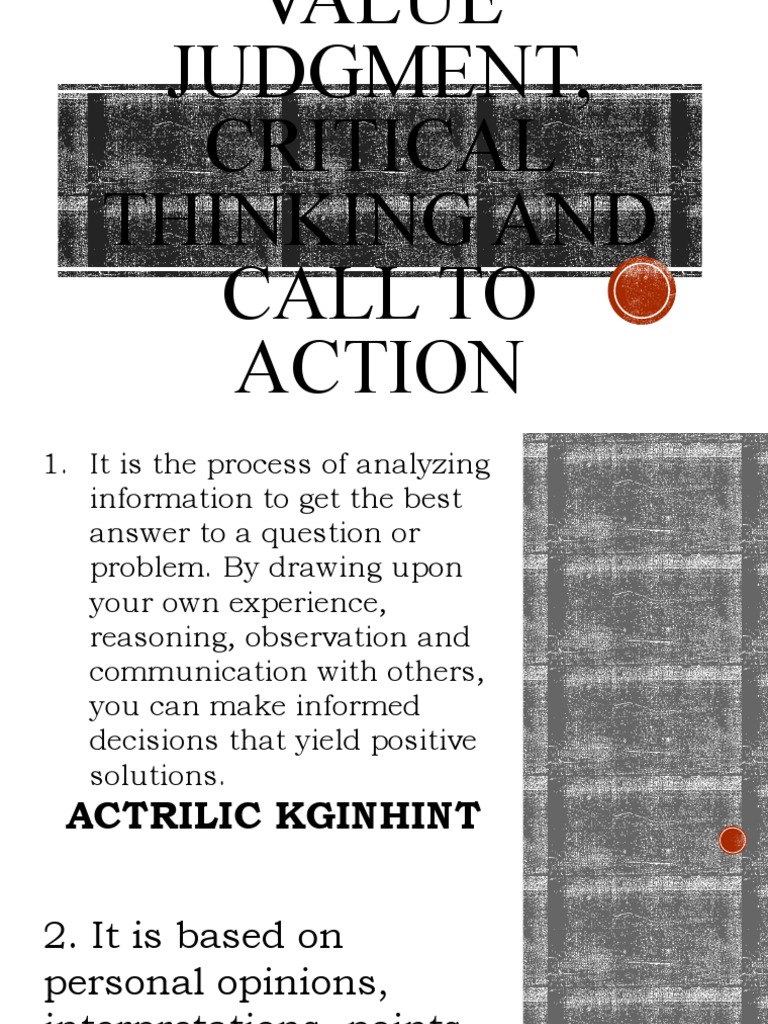 Value Judgment Critical Thinking and Call To Action | PDF | Thought ...
