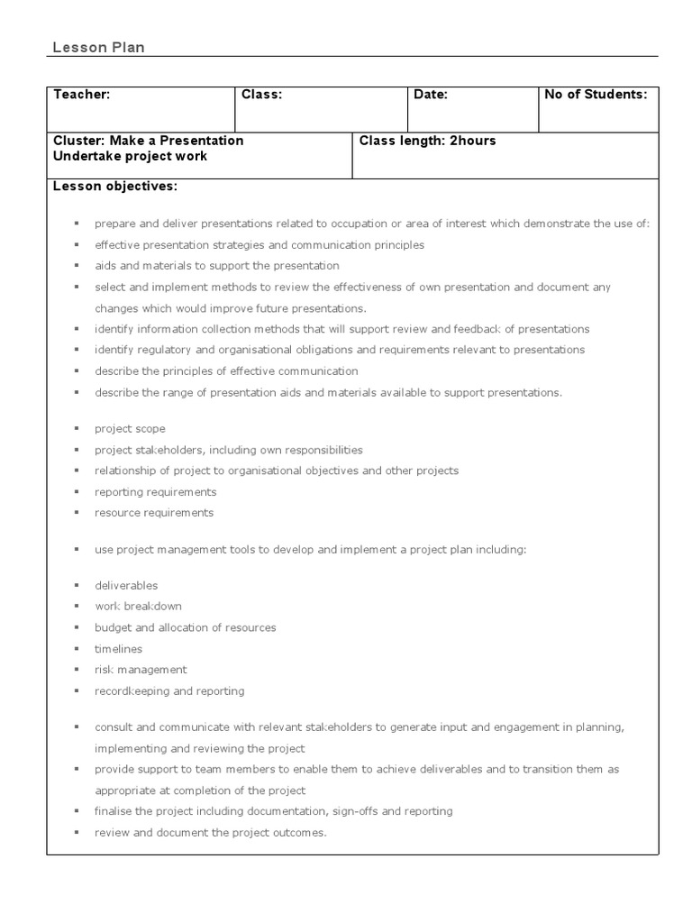 Project Management Presentation Plan | PDF | Project Management | Business
