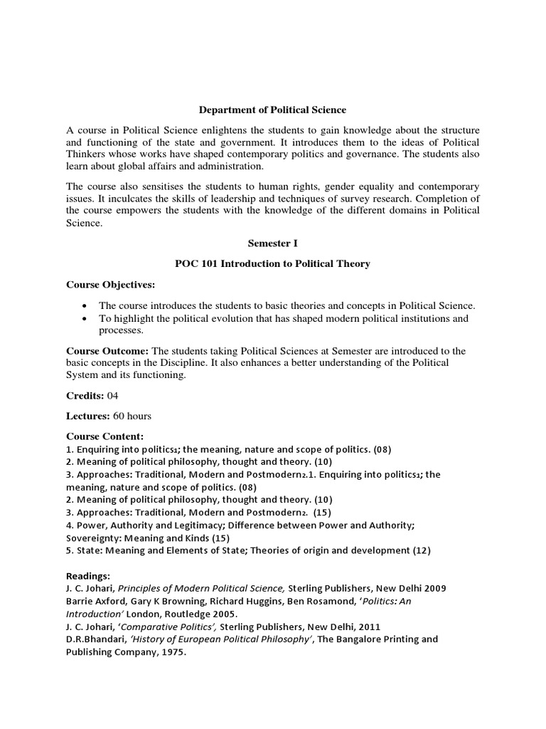 Political Science Course Overview | PDF | Science | Leadership