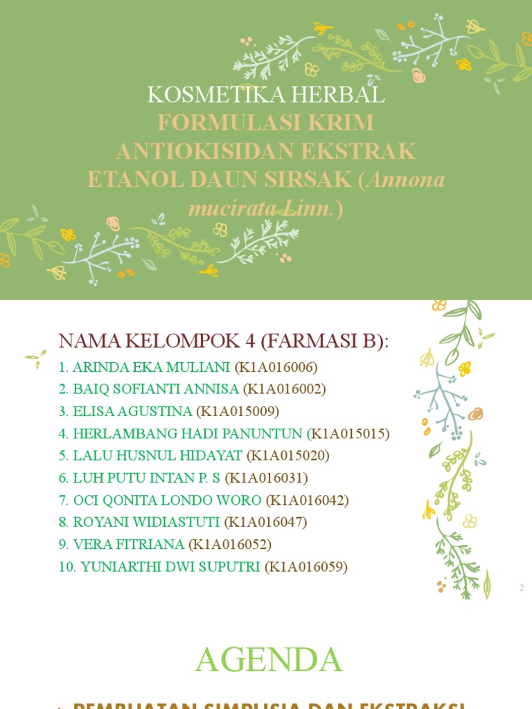 Krim Antioksidan Ekstrak Etanol Daun Sirsak | PDF