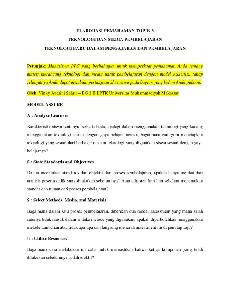 Elaborasi Pemahaman - Topik 3 | PDF