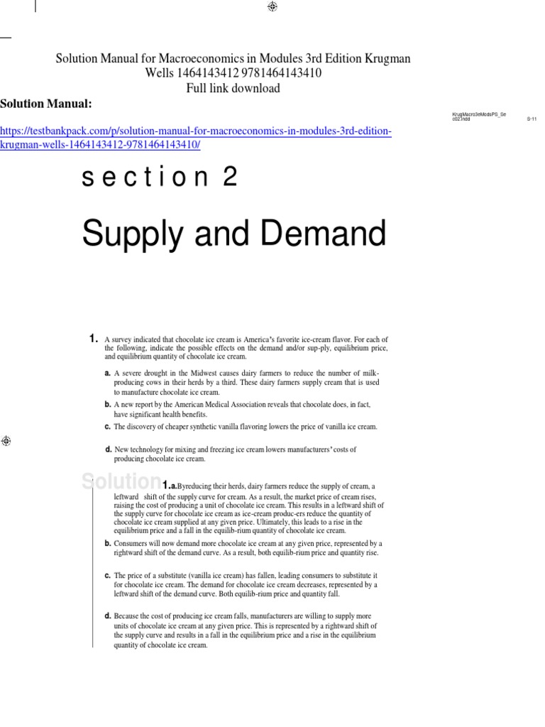 Macroeconomics in Modules 3rd Edition Krugman Wells Solution Manual ...