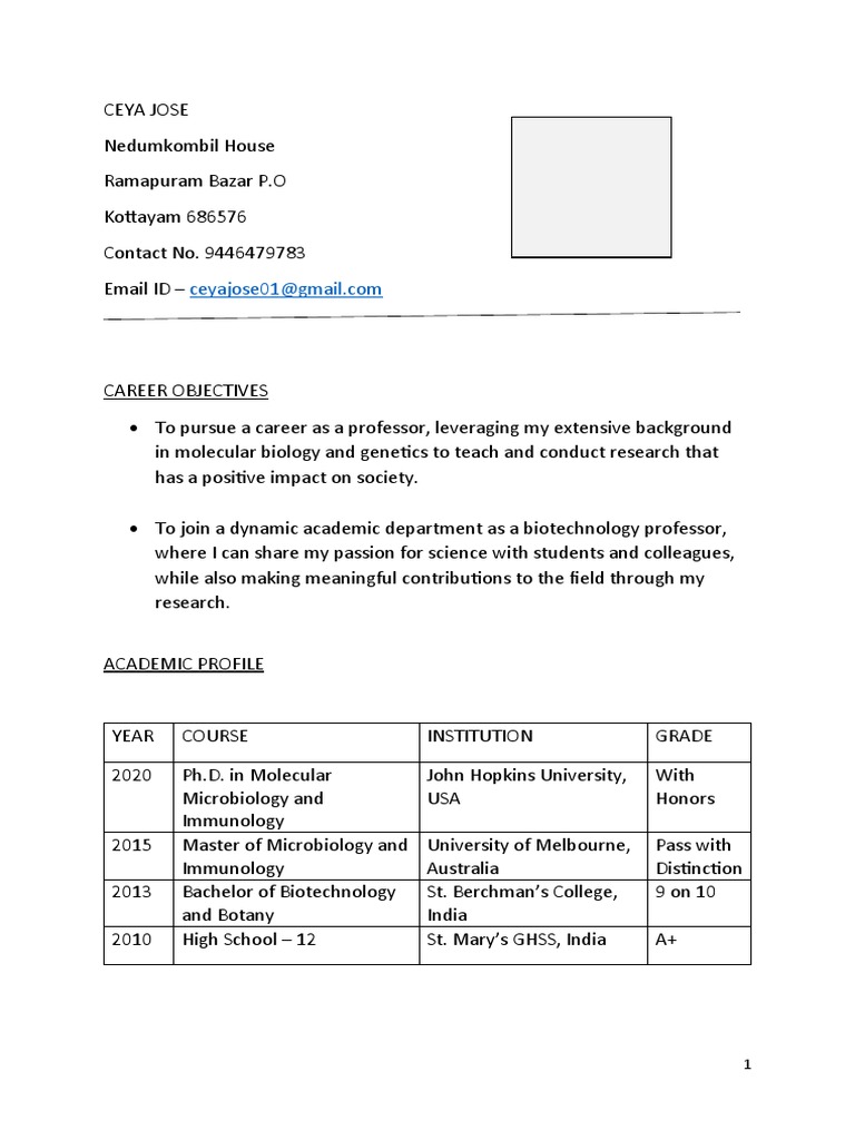 English Resume | PDF | Biotechnology | Microbiology
