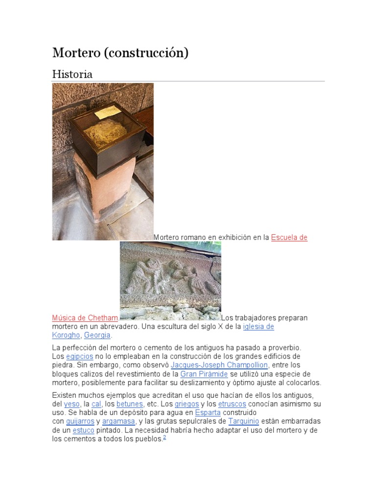 Historia del mortero en construcción | PDF | Mortero (Albañilería ...