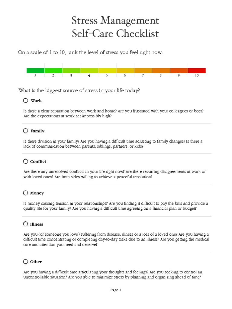 Stress-Management-Self-Care-Worksheet | PDF | Stress (Biology) | Stress ...