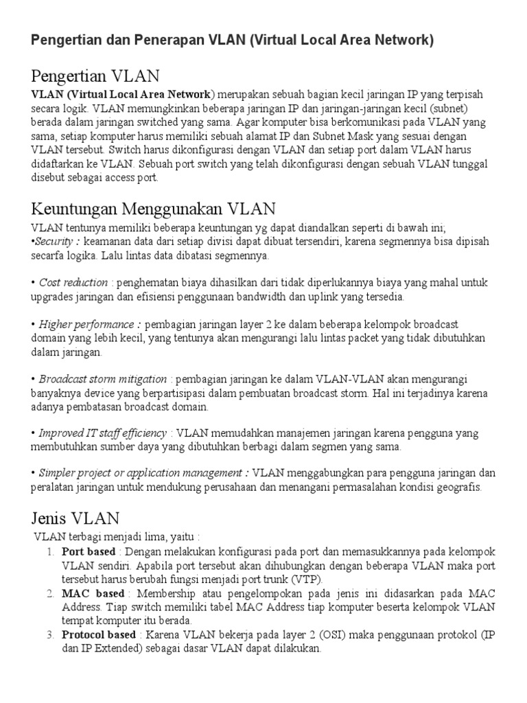 Rangkuman Tentang Vlan | PDF