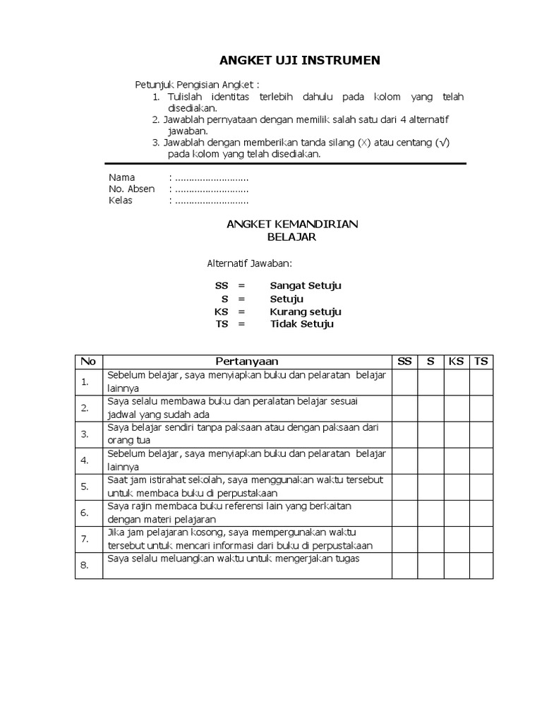 Angket Penelitian | PDF