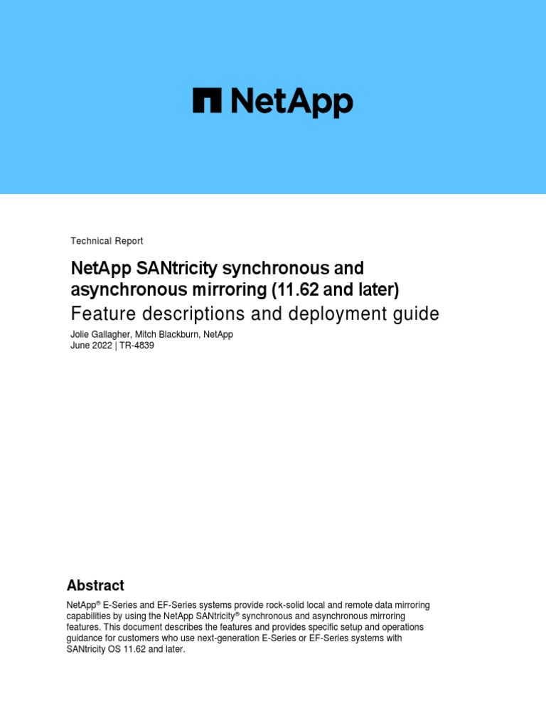 TR-4839-NetApp SANtricity Synchronous and Asynchronous Mirroring (11.62 ...