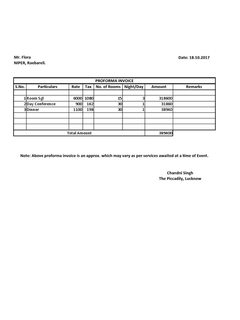 Proforma Invoices | PDF | Invoice