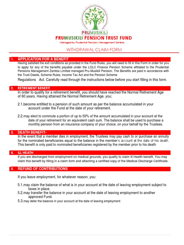 Member Withdrawal Claim Form | PDF | Pension | Retirement
