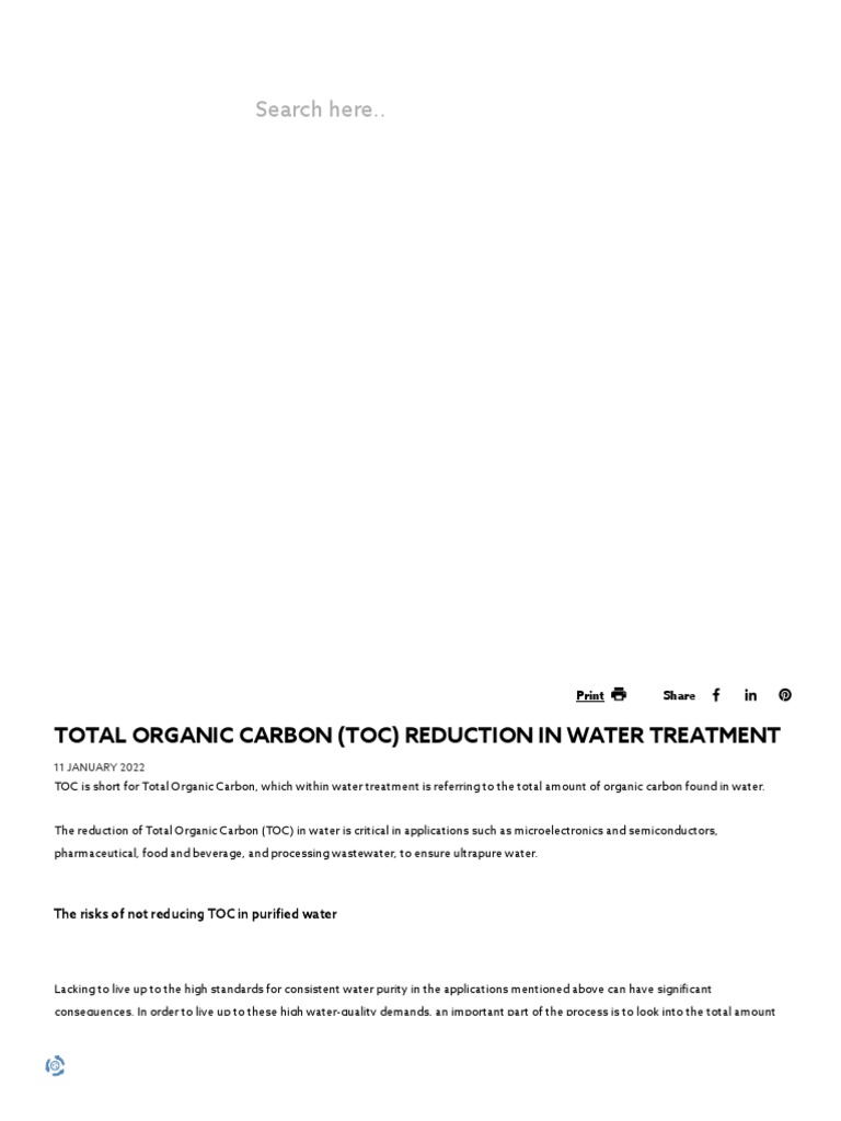 Total Organic Carbon (TOC) Reduction in Water - ULTRAAQUA | PDF | Total ...
