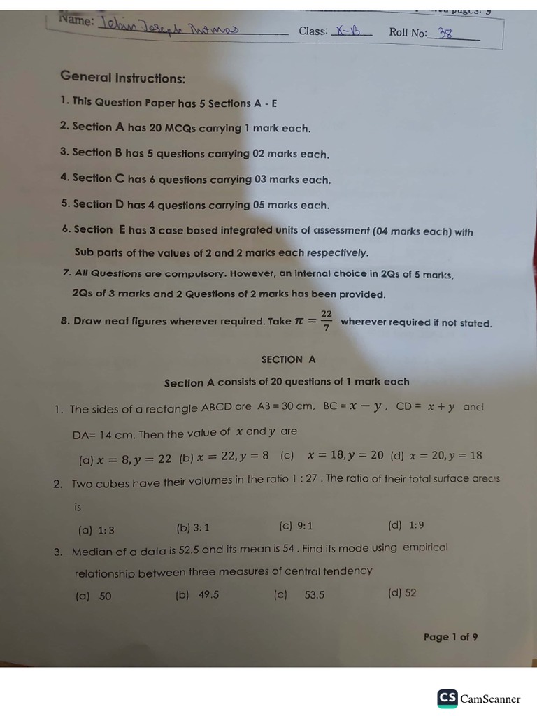 Maths QN Paper | PDF