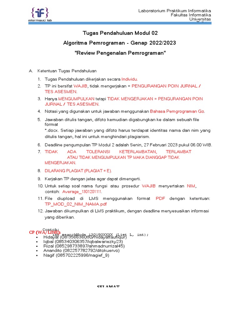 TP Modul 2 Alpro - 2223 | PDF | Metode & Bahan Ajar | Teknologi & Rekayasa