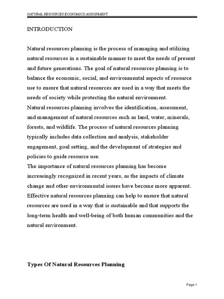 Natural Resources Assignment | PDF | Sustainability | Natural Resource ...