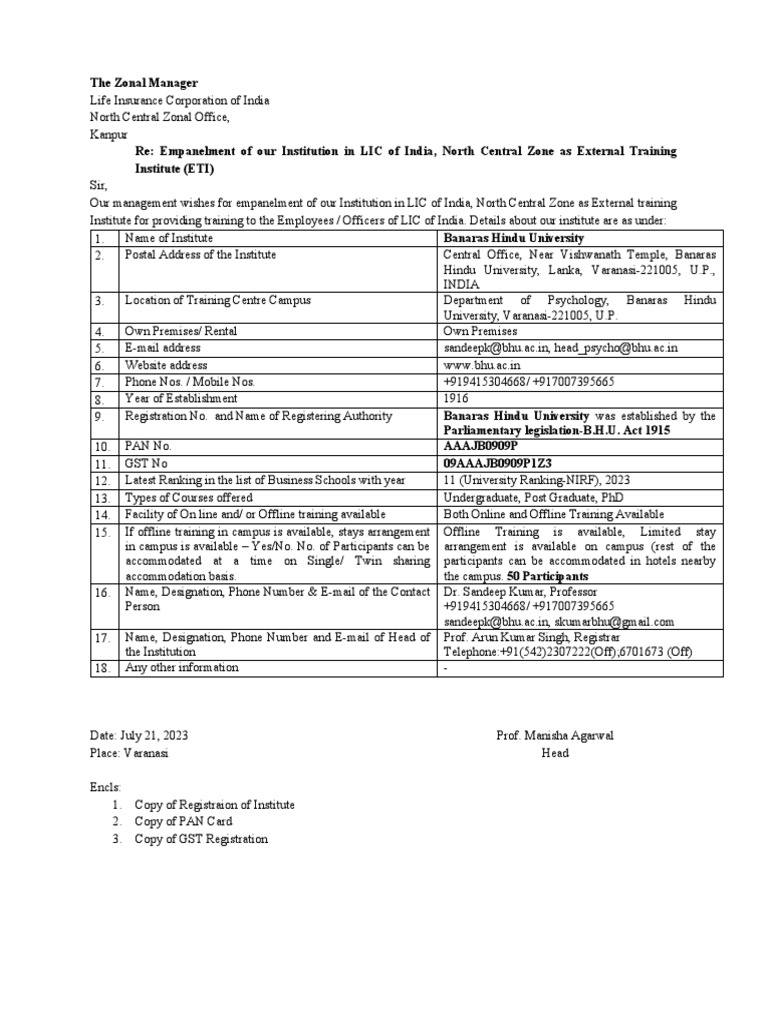 ETI - Empanelment Format REVISED | PDF | Telecommunications | Service ...