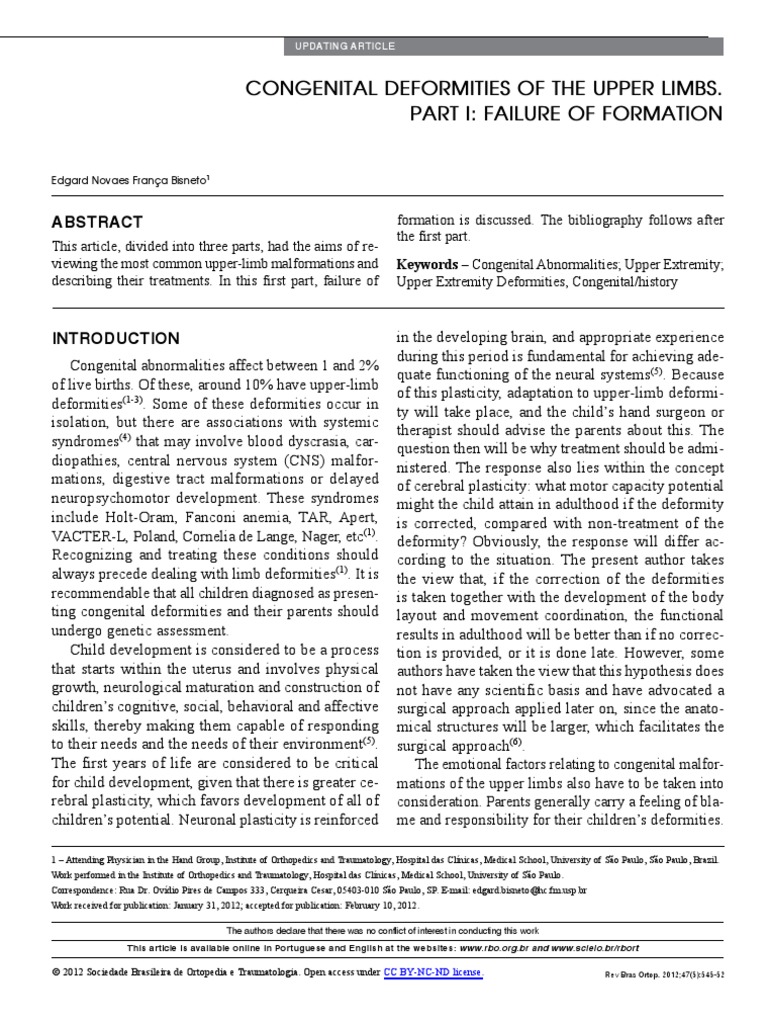 Upper Limb Congenital Deformities | PDF | Thumb | Hand