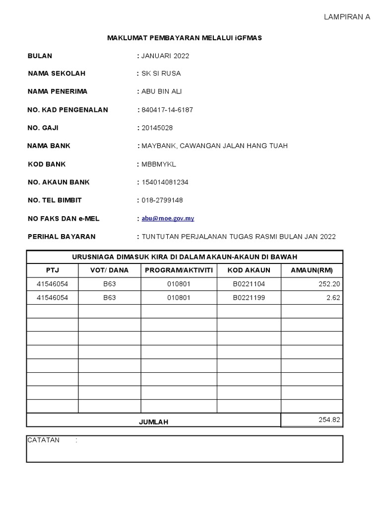 MAKLUMAT PEMBAYARAN MELALUI iGFMAS-1 | PDF