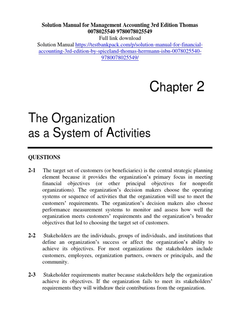 Management Accounting 3rd Edition Thomas Solution Manual | PDF ...