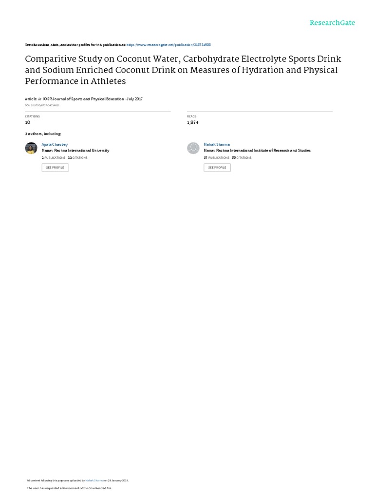Coconut As An Electrolyte Case Study | PDF | Dehydration | Electrolyte