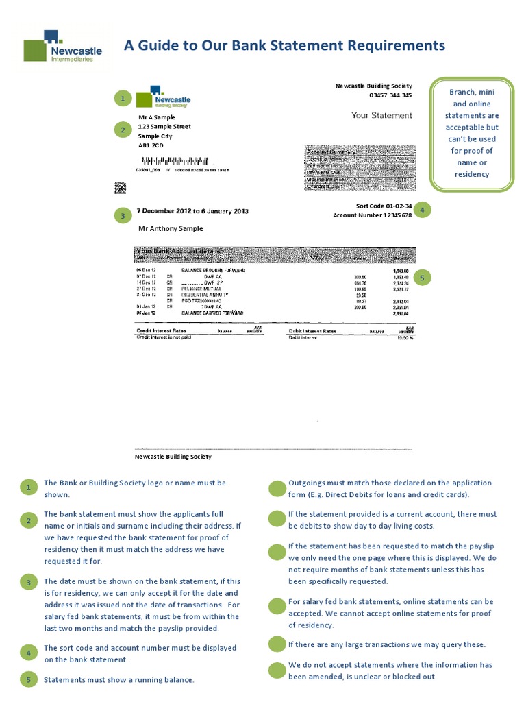 Bank Statement Requirement | PDF | Banks | Debits And Credits