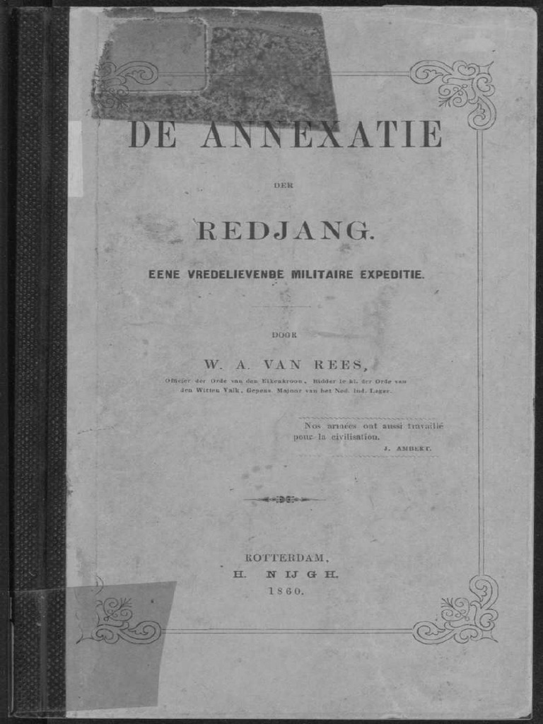 De Annexatie Der Redjang Eene Vredelievende Militaire MMKIT03 ...