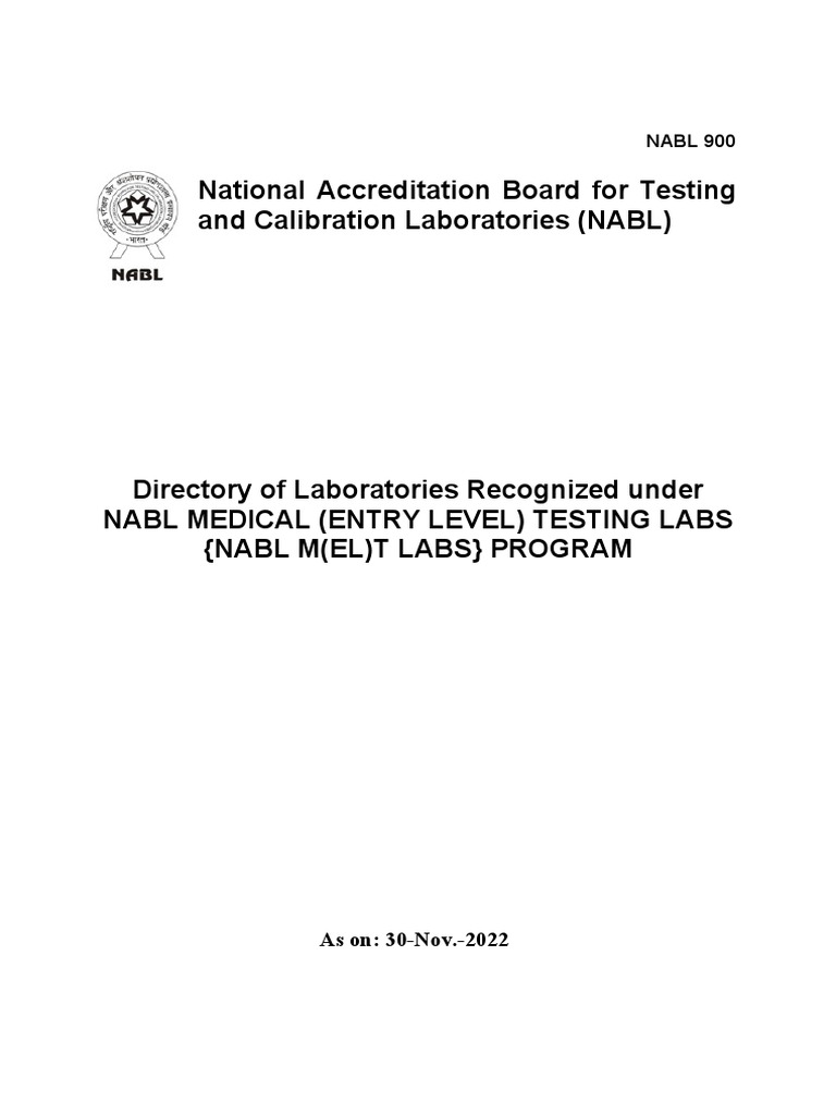 Nabl 900 | PDF | Medical Laboratory | Pathology