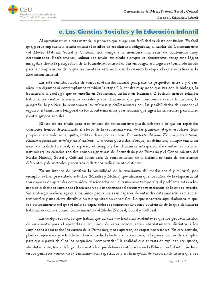 22 VC cmnsc apuntes (IV) e Las CCSS y la EI | PDF | Educación de la ...