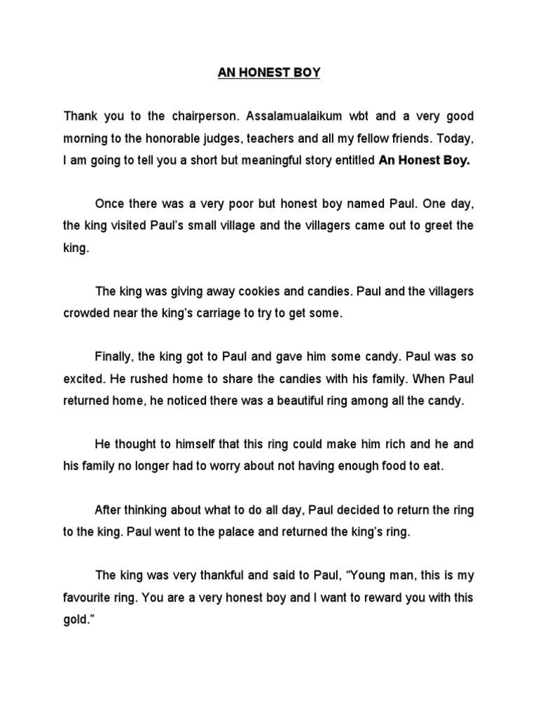 Stroytelling An Honest Boy | PDF