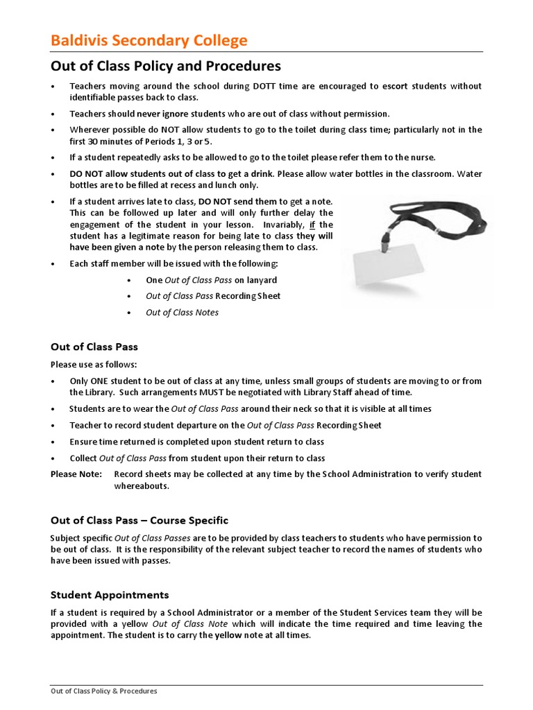 Out of Class Policy Procedures | PDF | Teachers