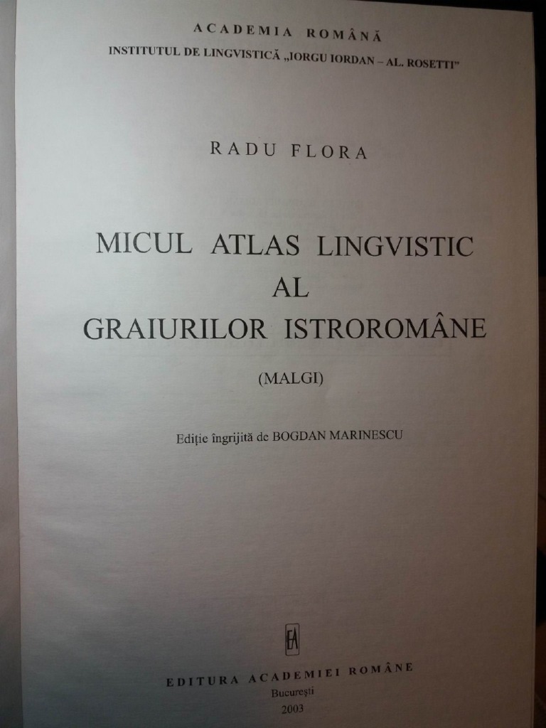 MALGI Radu Flora Atlas Lingvistic Istroroman | PDF