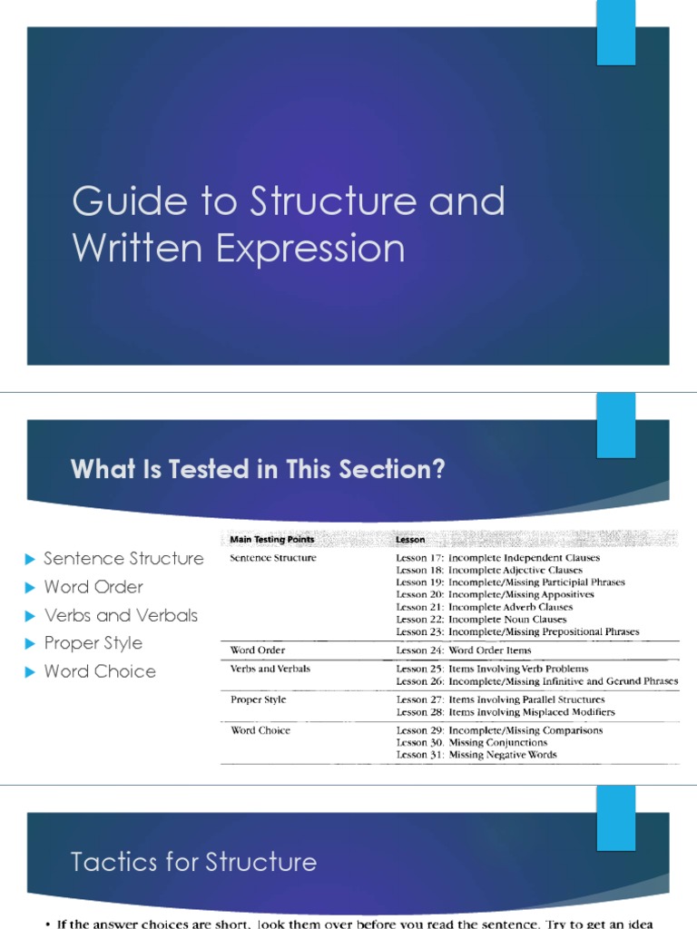 Guide to Structure and Written Expression | PDF