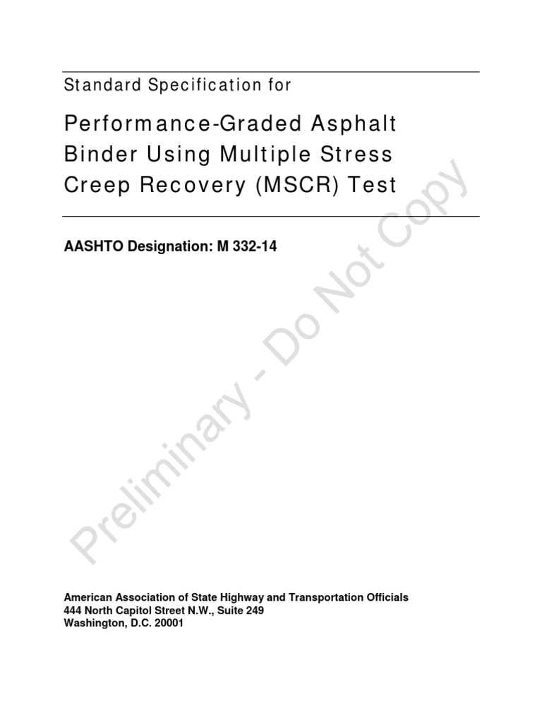MSCR Test AASHTO M332 2014 | PDF | Creep (Deformation) | Viscosity