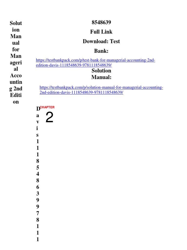 Managerial Accounting 2nd Edition Davis Solution Manual Pdf