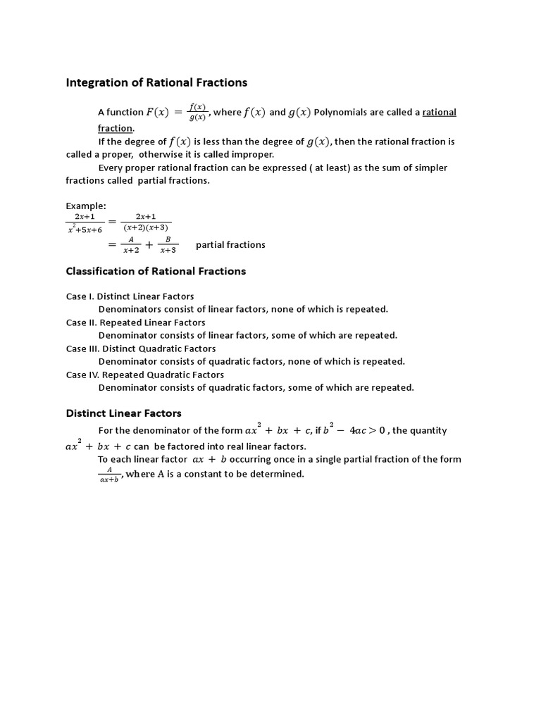 Calculus 2 Integration Of Distinct Linear Factor Examples And Solution Pdf Factorization 
