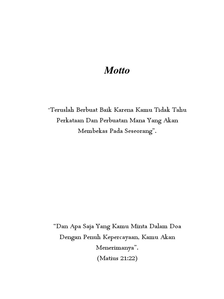 Motto Skripsi | PDF